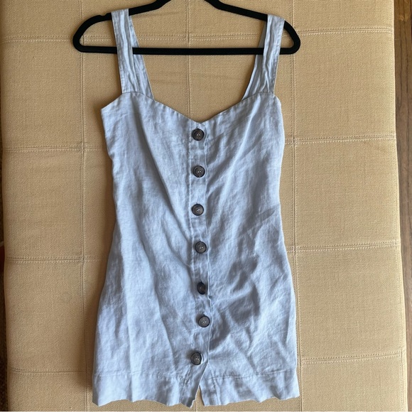 Reformation | Dresses | Reformation Light Blue Linen Button Down Dress ...